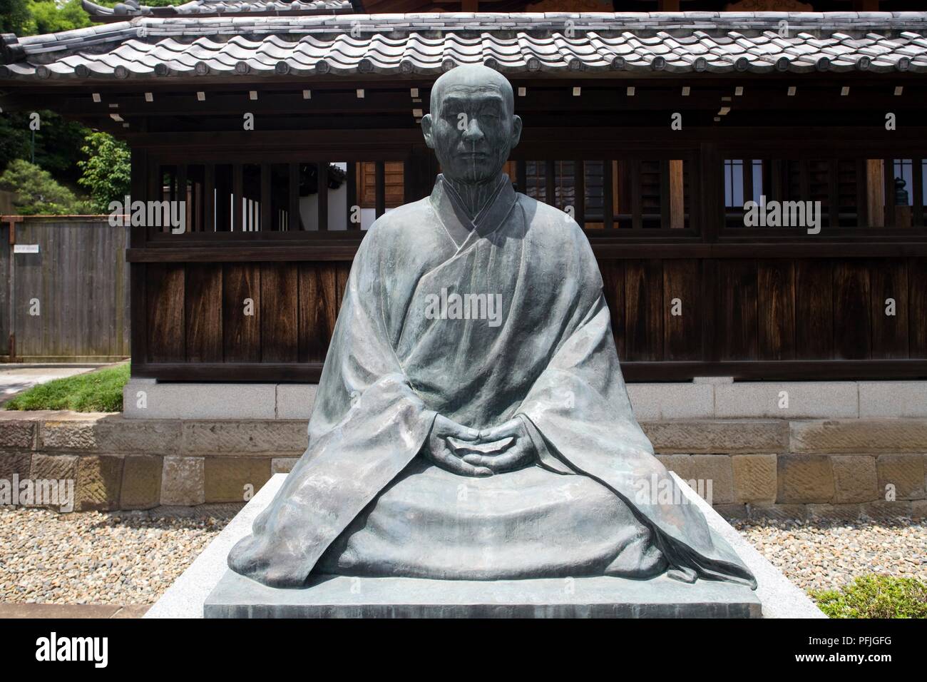 Japan, Tokyo, Minato-ku, Sengaku-ji Temple, statue of Zen master Sawaki ...