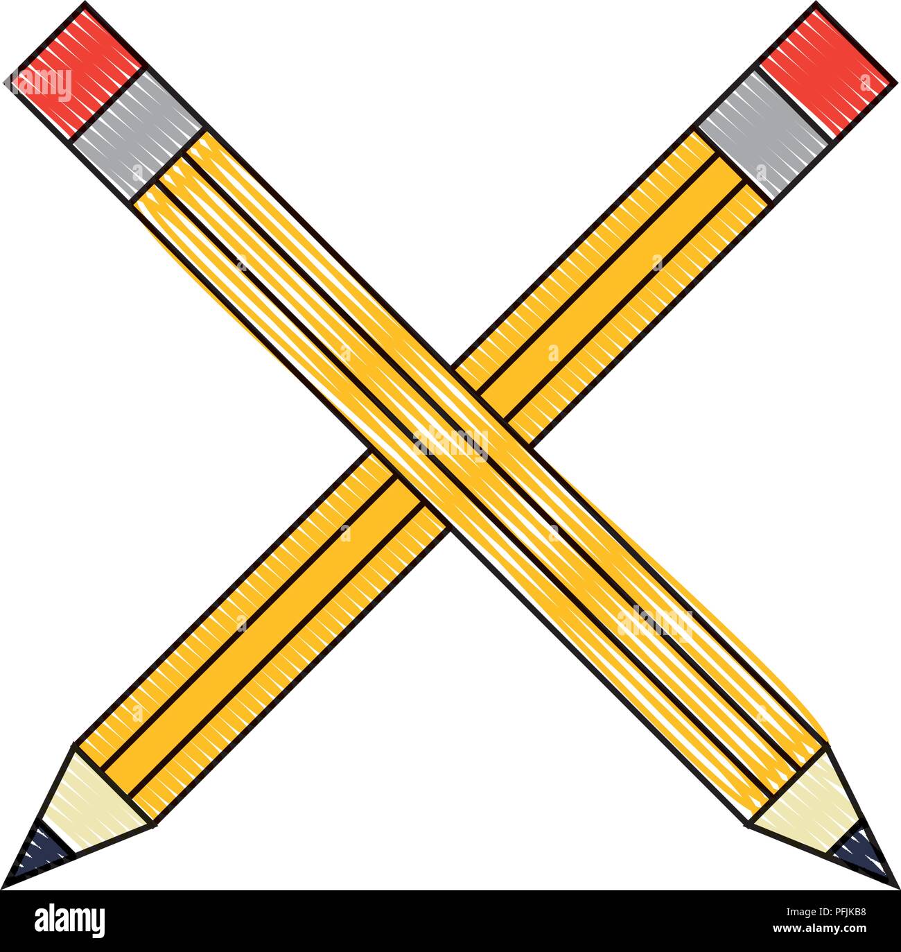 crossed wooden pencils creativity tool vector illustration Stock Vector ...