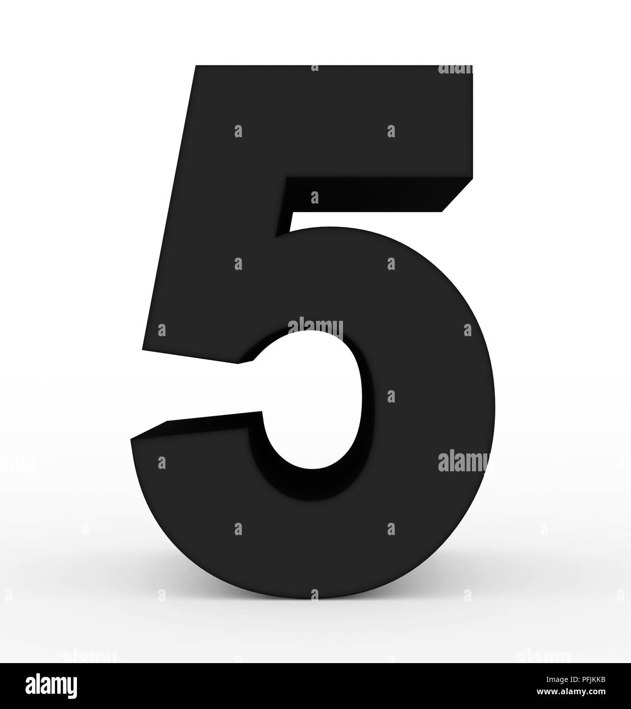 number 5 3d clean black isolated on white - 3d rendering Stock Photo ...
