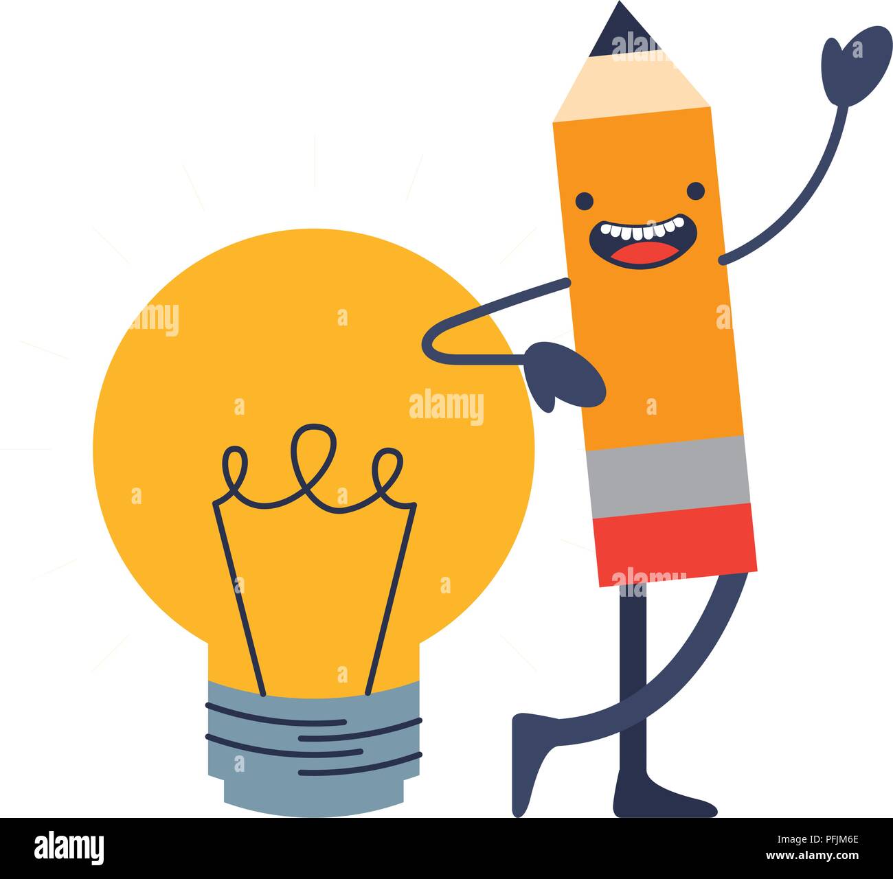 Kawaii lightbulb icon Cut Out Stock Images & Pictures - Alamy