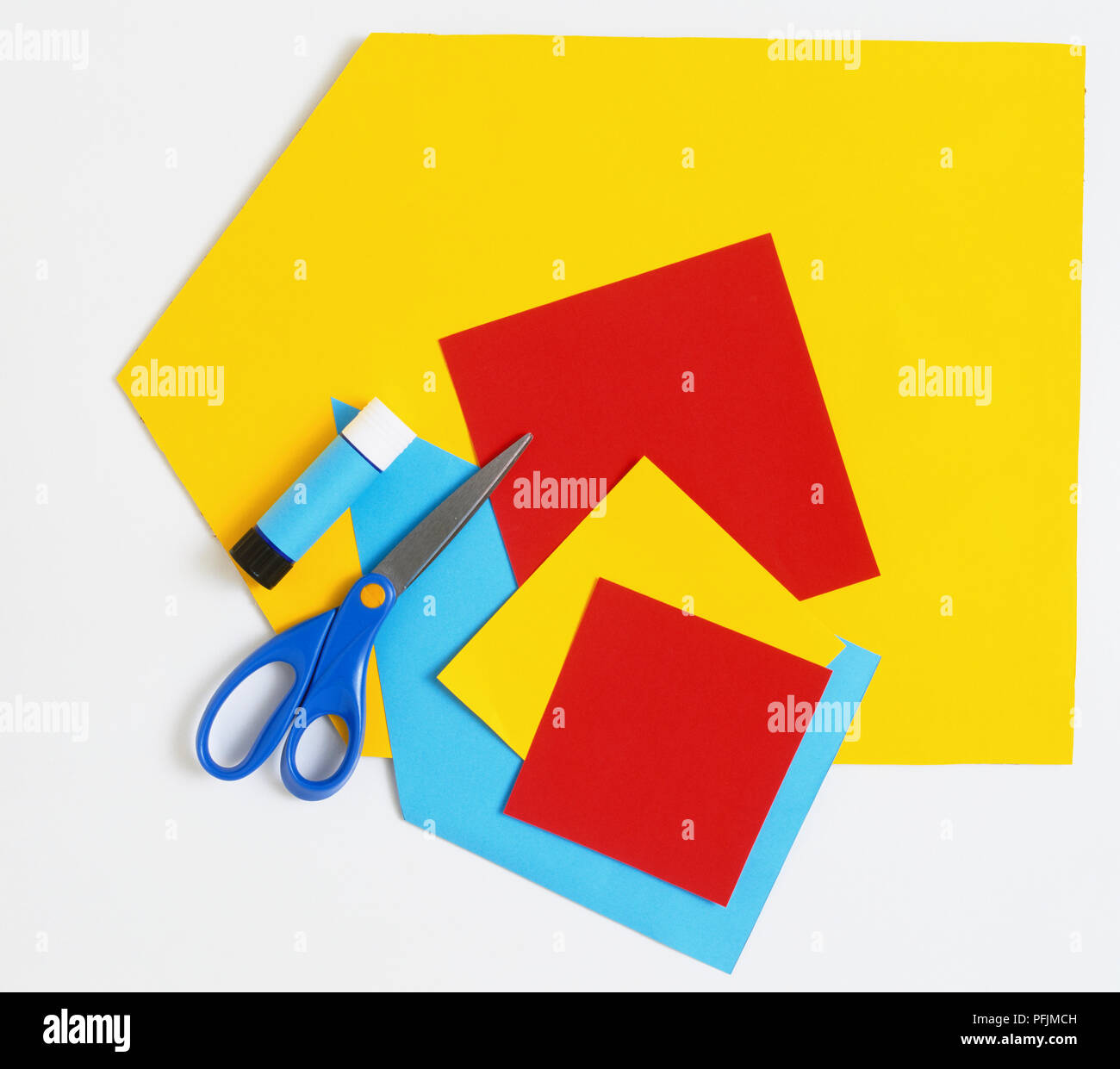 Coloured papers, scissors and glue stick Stock Photo - Alamy Coloured papers, scissors and glue stick Stock Photo - Alamy