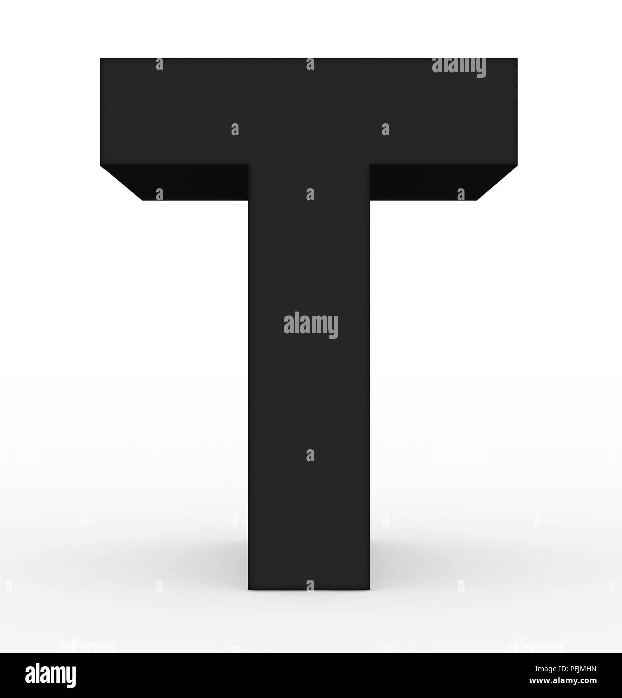 letter T 3d black isolated on white - 3d rendering Stock Photo - Alamy