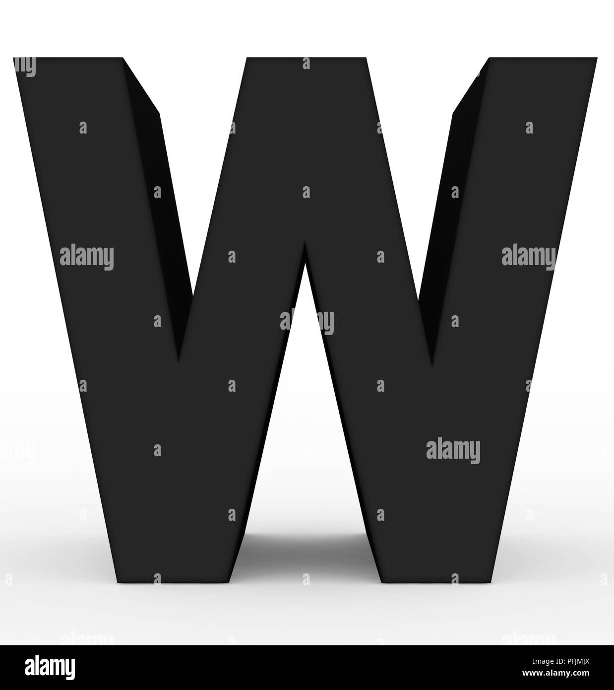 letter W 3d black isolated on white - 3d rendering Stock Photo - Alamy
