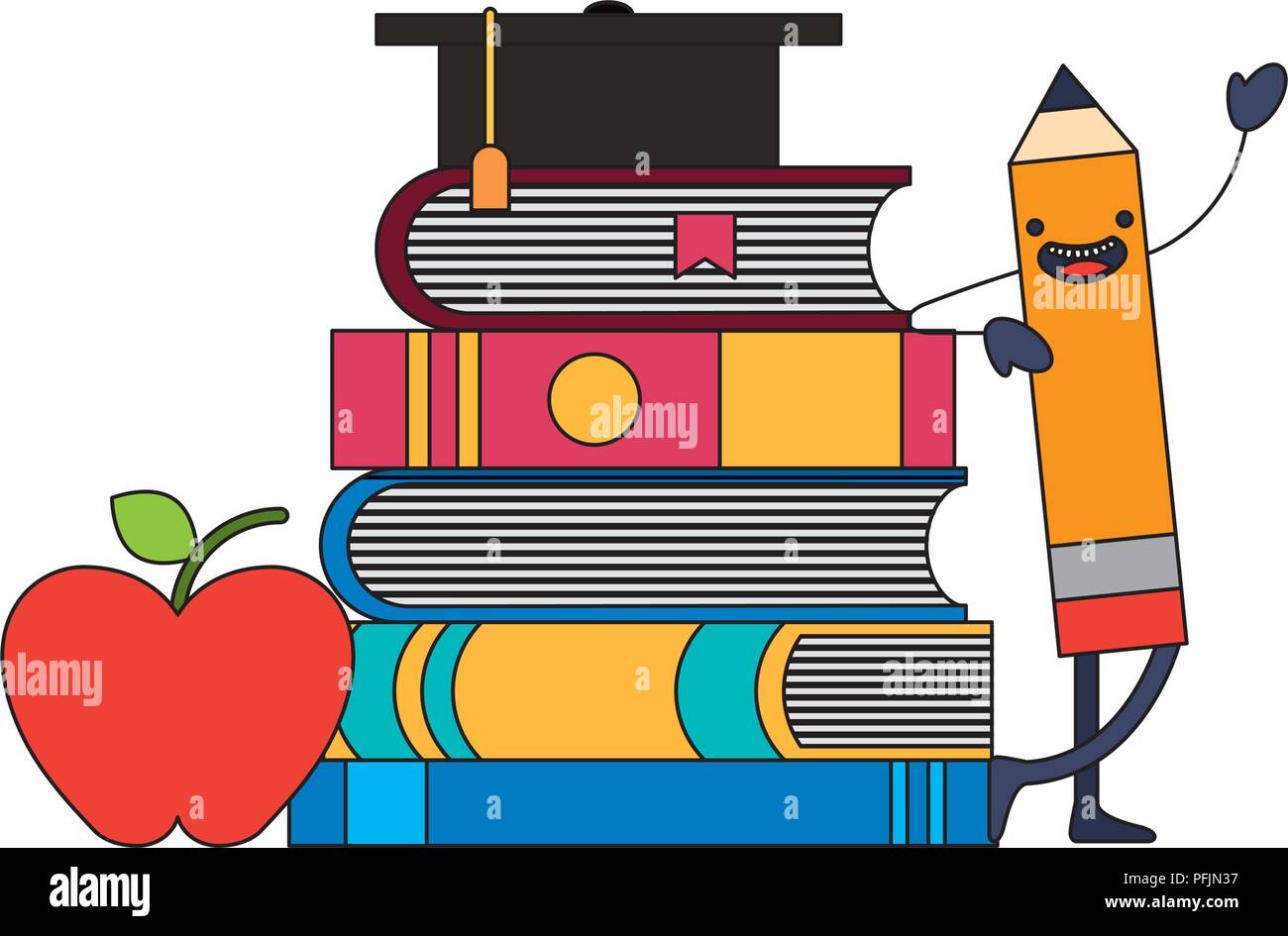 pencil kawaii and school supplies vector illustration design Stock ...