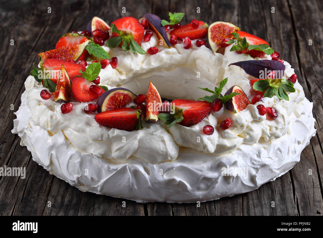 pavlova cake wreath - fragile and elegant sweet dessert from french ...