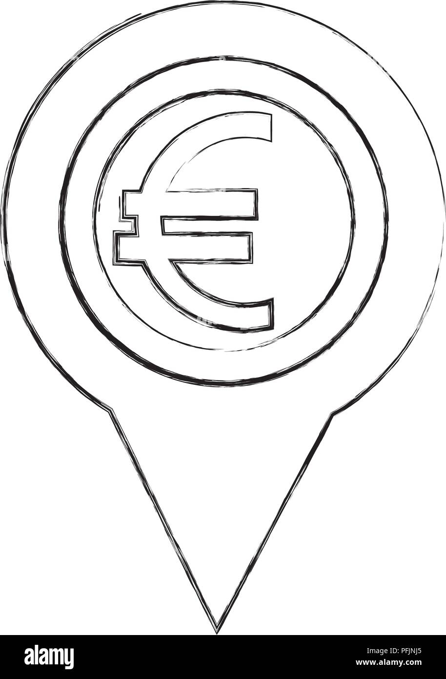 euro money europe pin location vector illustration hand drawing Stock ...