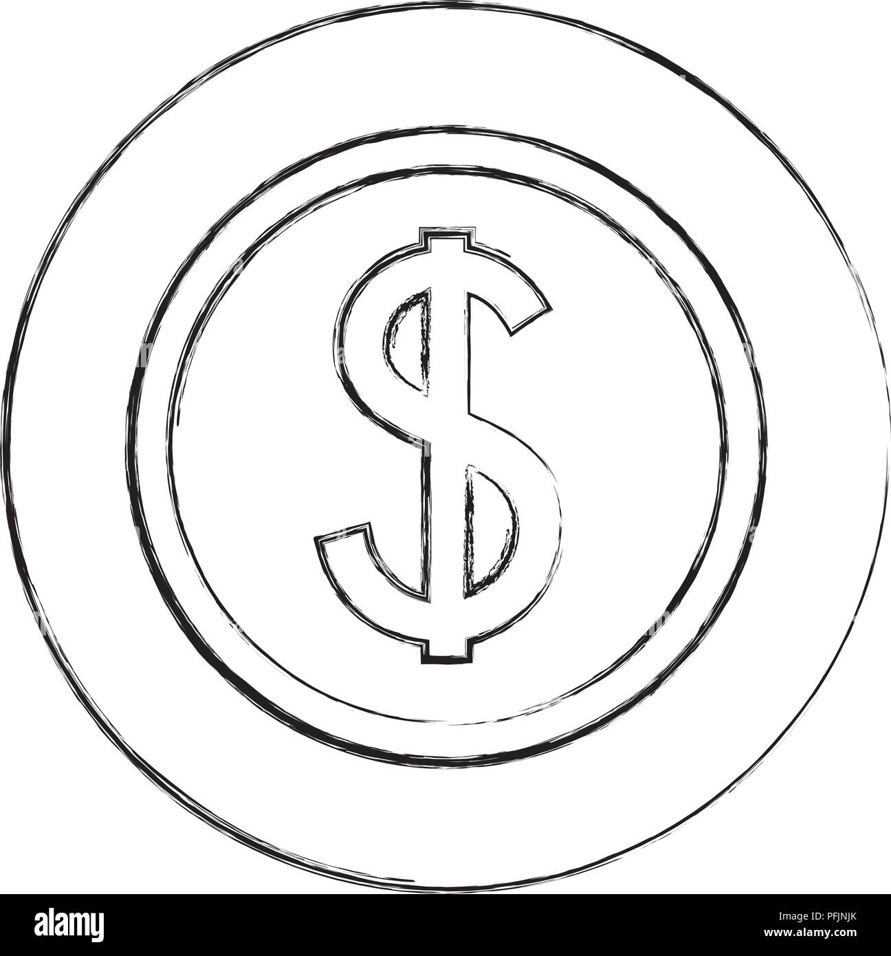 coin currency dollar money economy vector illustration hand drawing ...