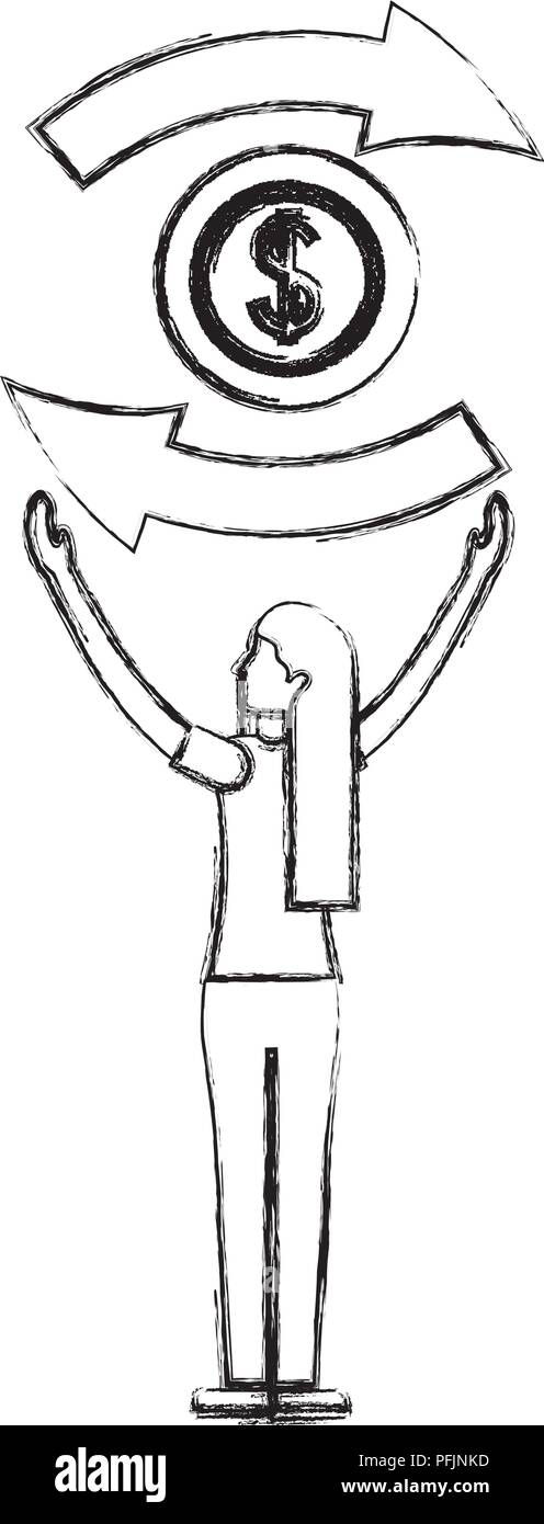 woman dollar coin currency foreign exchange vector illustration hand ...