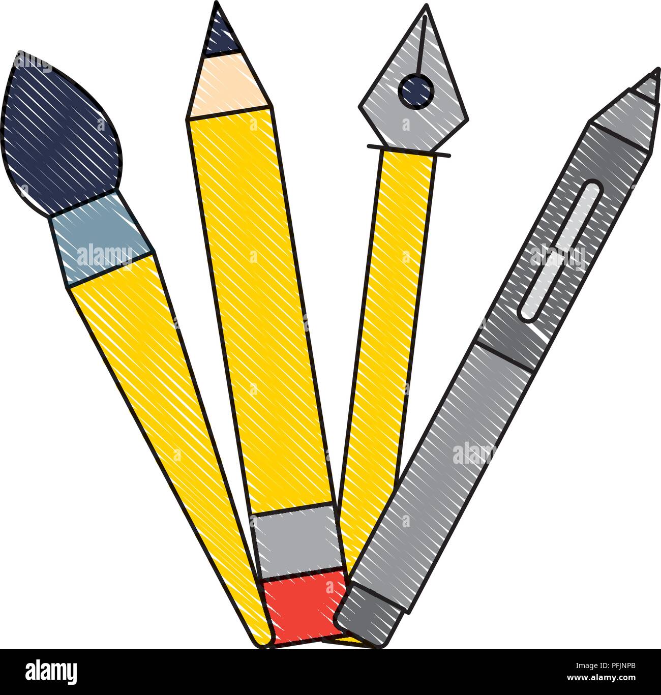 creativity pencil pen brush artistic tools vector illustration Stock ...