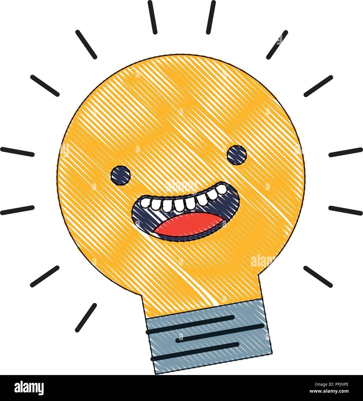 kawaii happy light bulb cartoon character vector illustration Stock ...