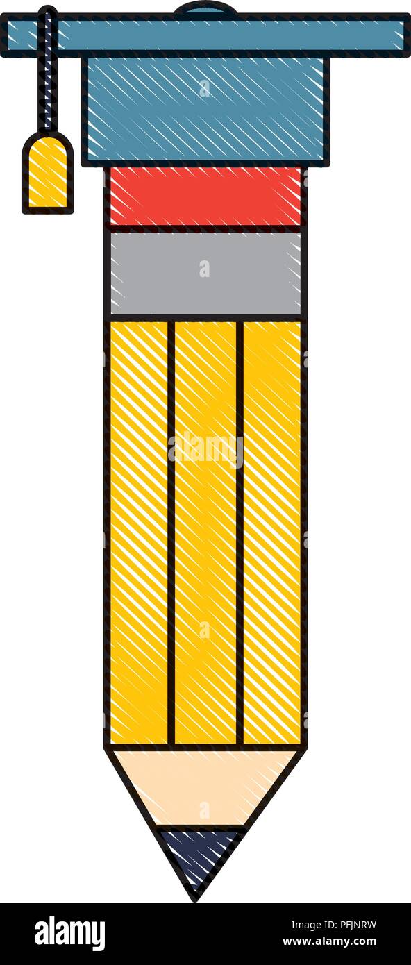 graduation hat on pencil school creativity vector illustration Stock ...