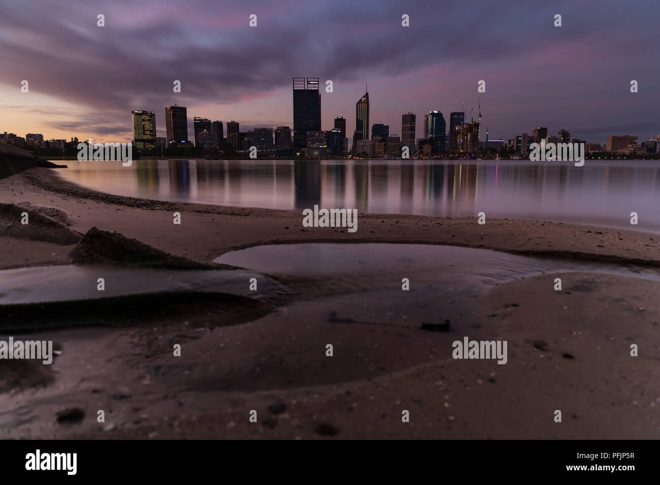 Perth city reflections over water swan river hi-res stock photography ...