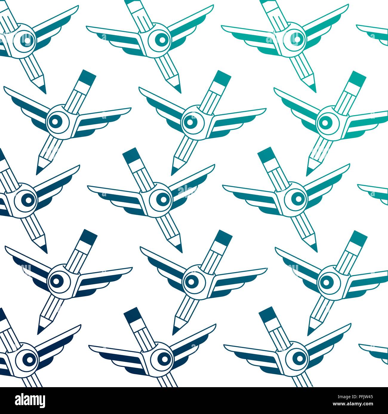 pencil write with wings and eye pattern Stock Vector Image & Art - Alamy