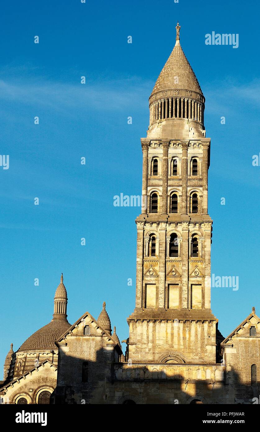 France, Perigueux, Cathedrale Saint-Front, Romanesque bell tower of ...