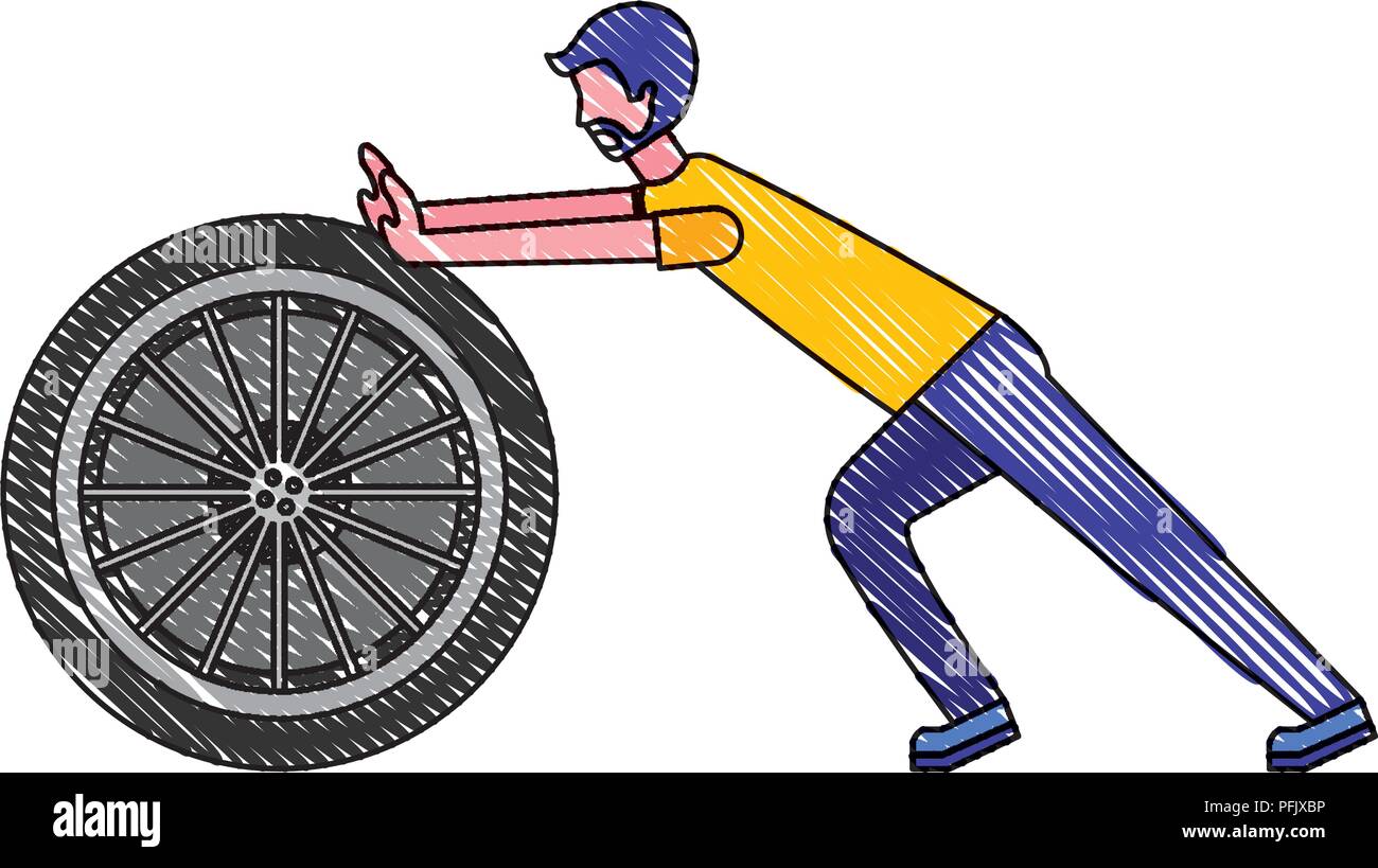Pushing wheel tire Stock Vector Images - Alamy
