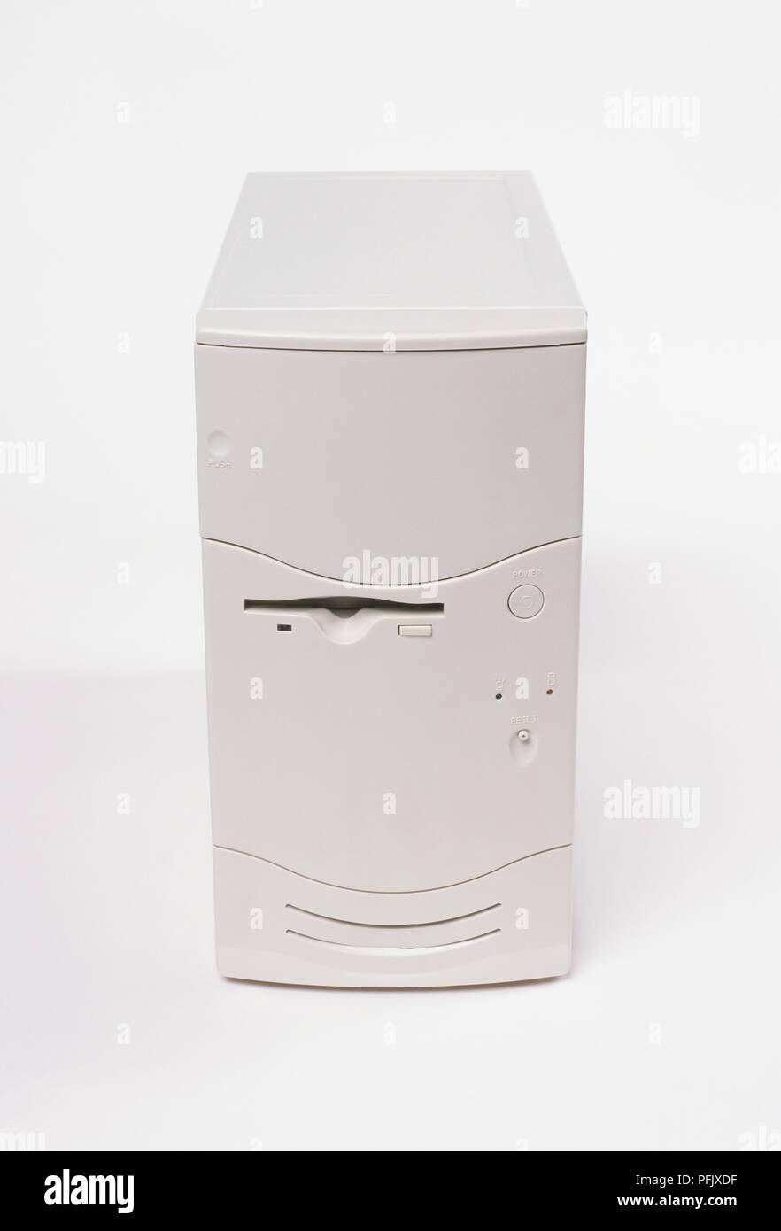 Computer hard drive with single disk slot and on-off button Stock Photo ...