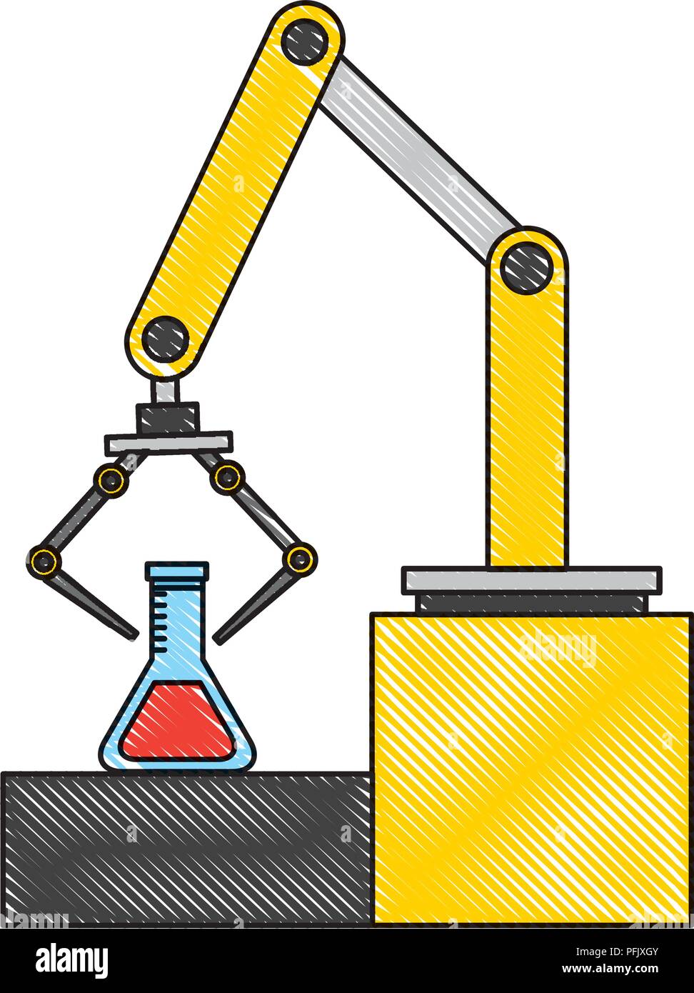 factory robotic arm with laboratory test tube drawing color Stock ...