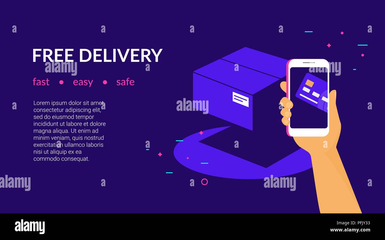 Free delivery for clients how pay by credit card via mobile app. Flat ...