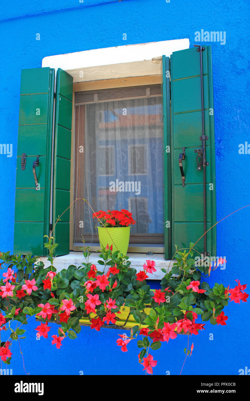 Picturesque window, Burano, Venice, Italy Stock Photo - Alamy
