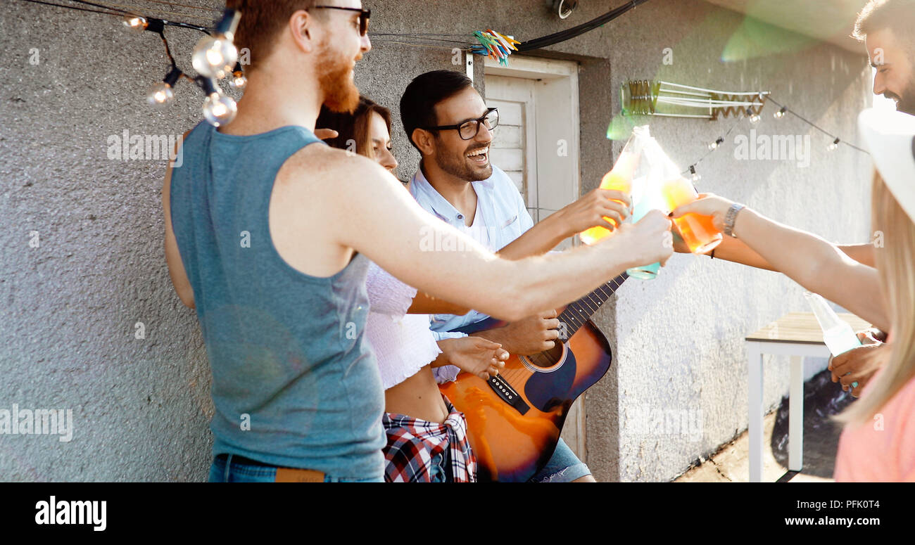 Friends having fun outdoors and are happy Stock Photo - Alamy