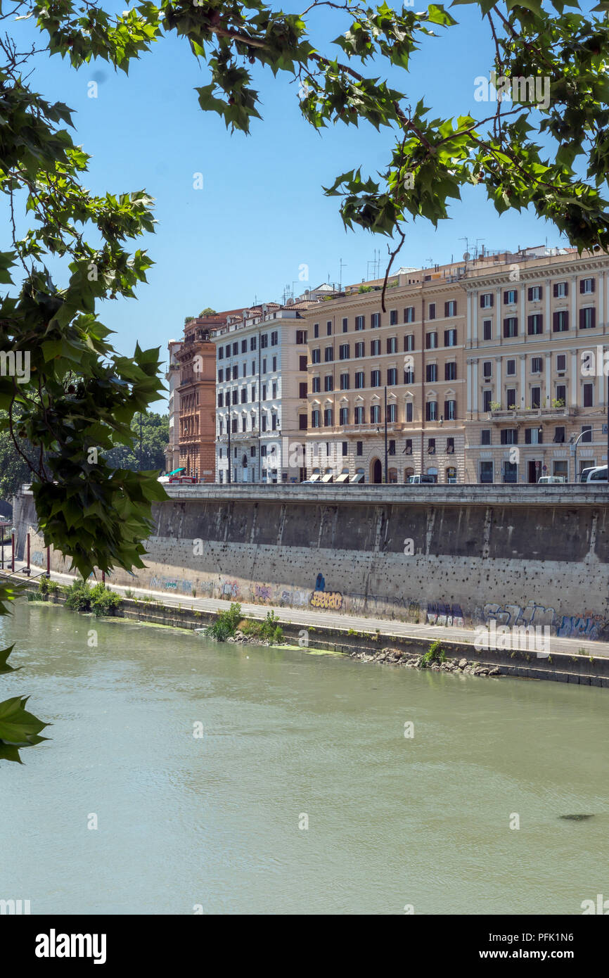 ROME, ITALY - JUNE 22, 2017: Amazing Panoramic view of Tiber River in ...
