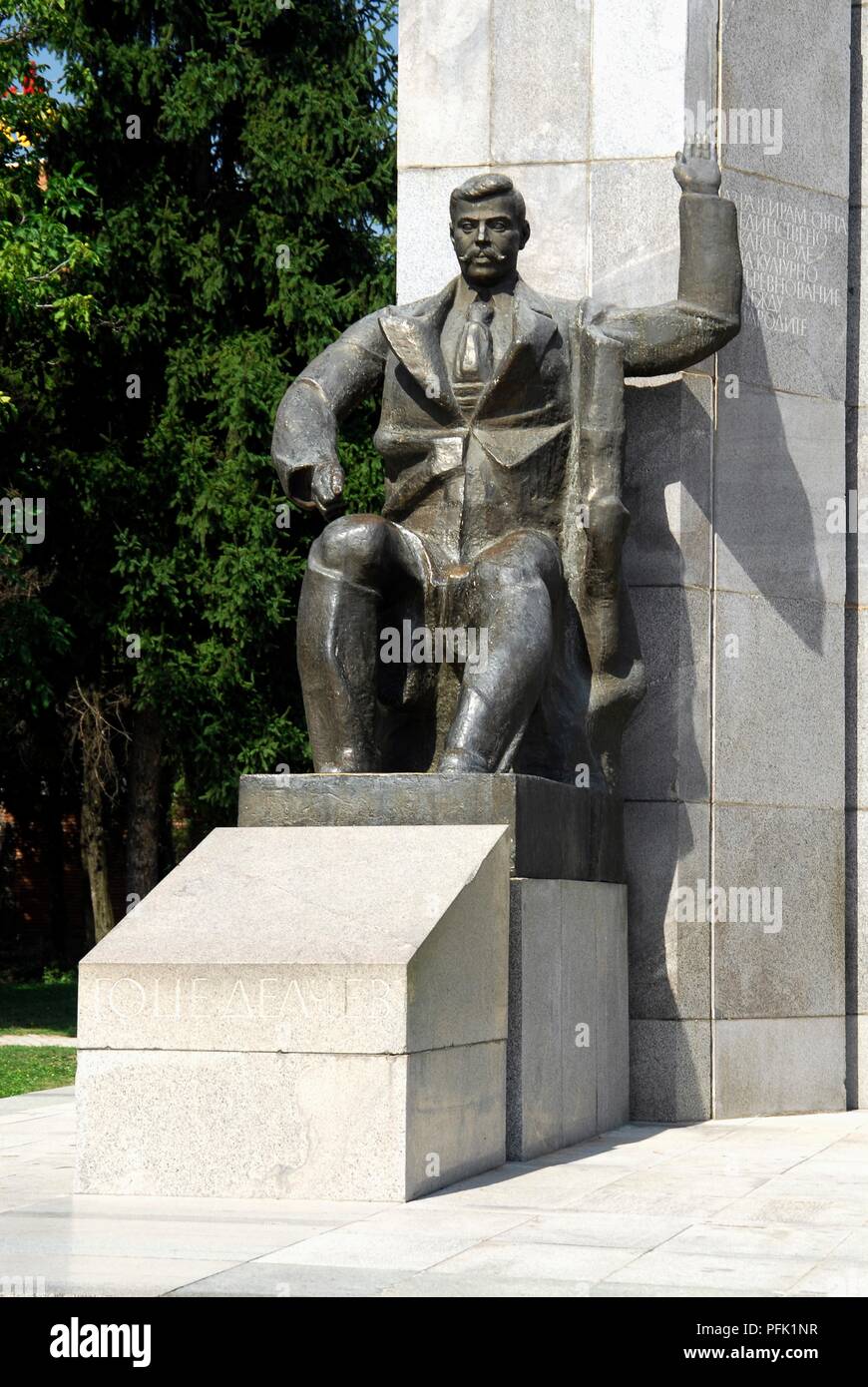 Bulgaria, statue of revolutionary figure Gotse Delchev in town of same ...