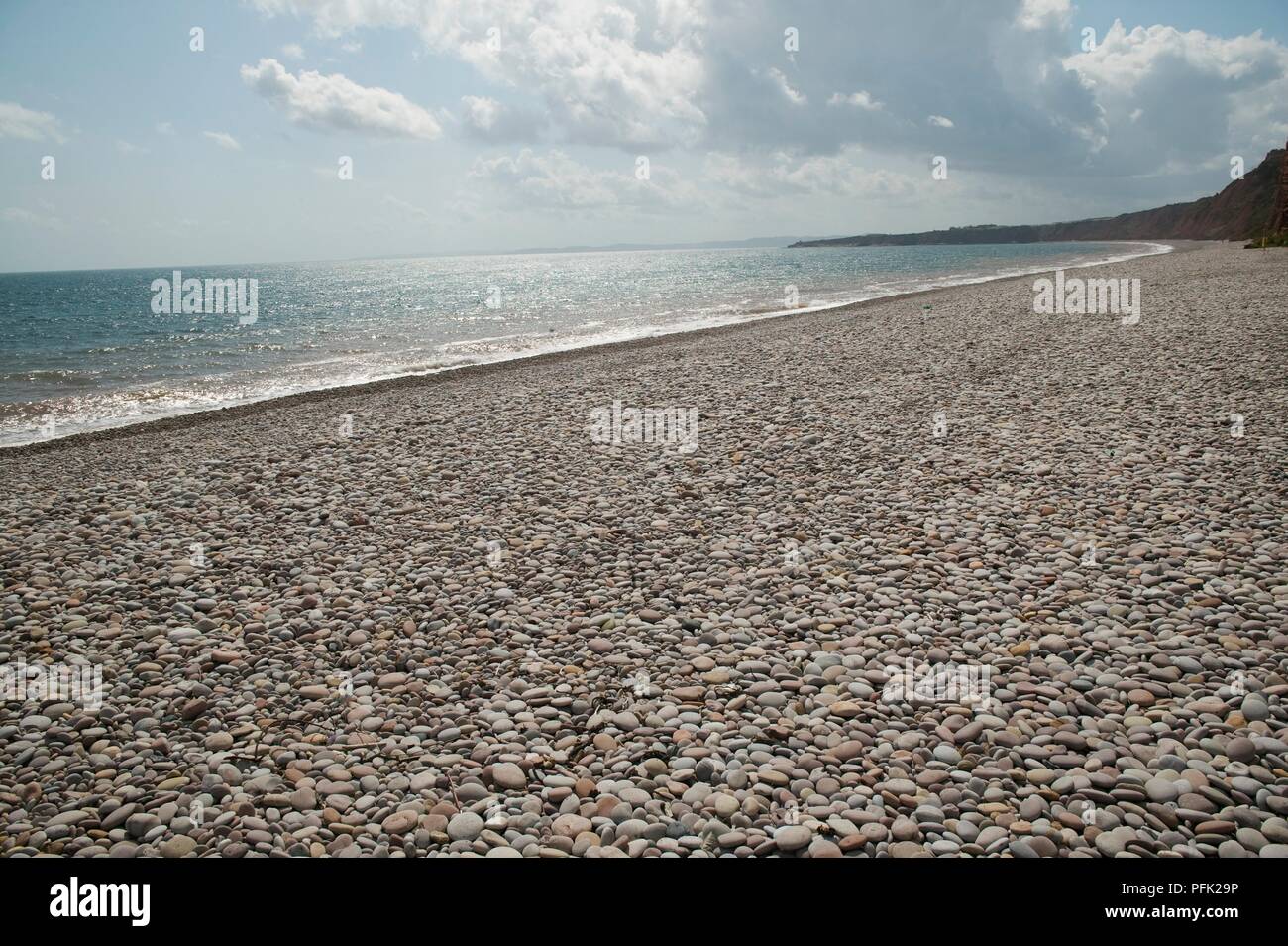 Great Britain, England, Devon, pebble beach at Budleigh Salterton Stock ...