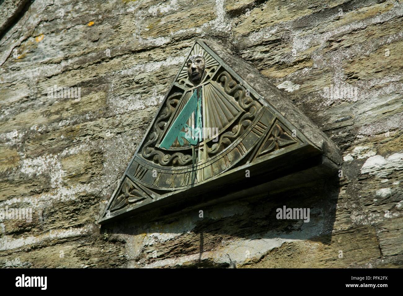 Great Britain, England, Cornwall, Padstow, sundial on facade of St ...