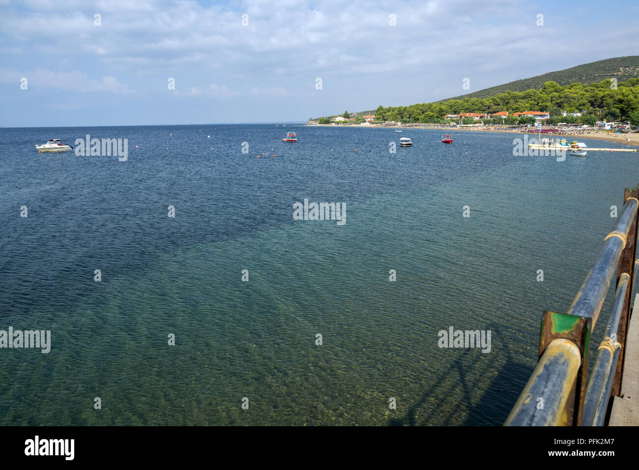 Panoramic view of Psakoudia Beach at Sithonia peninsula, Chalkidiki ...