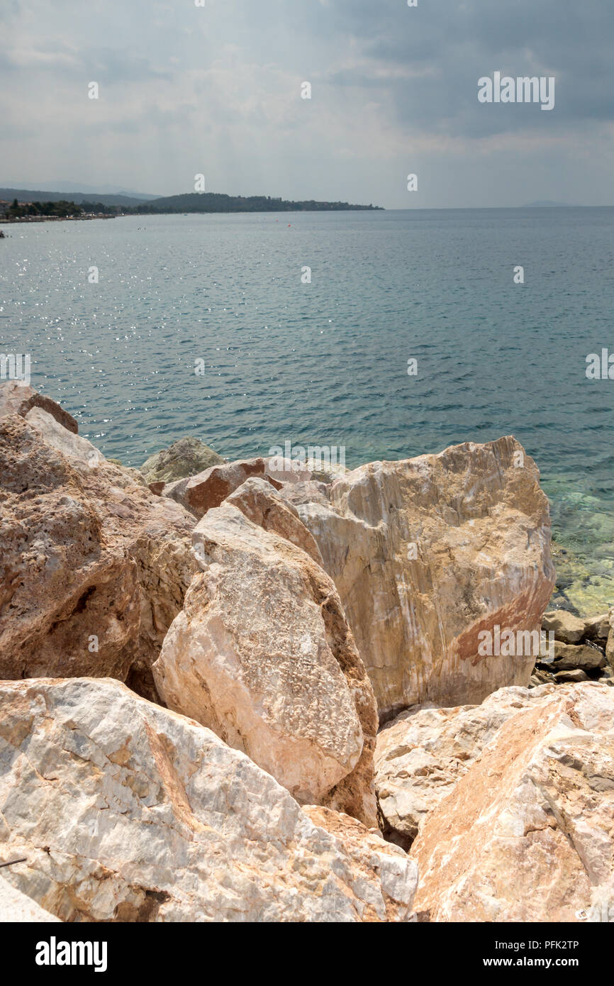 Panoramic view of Nikiti Beach at Sithonia peninsula, Chalkidiki ...