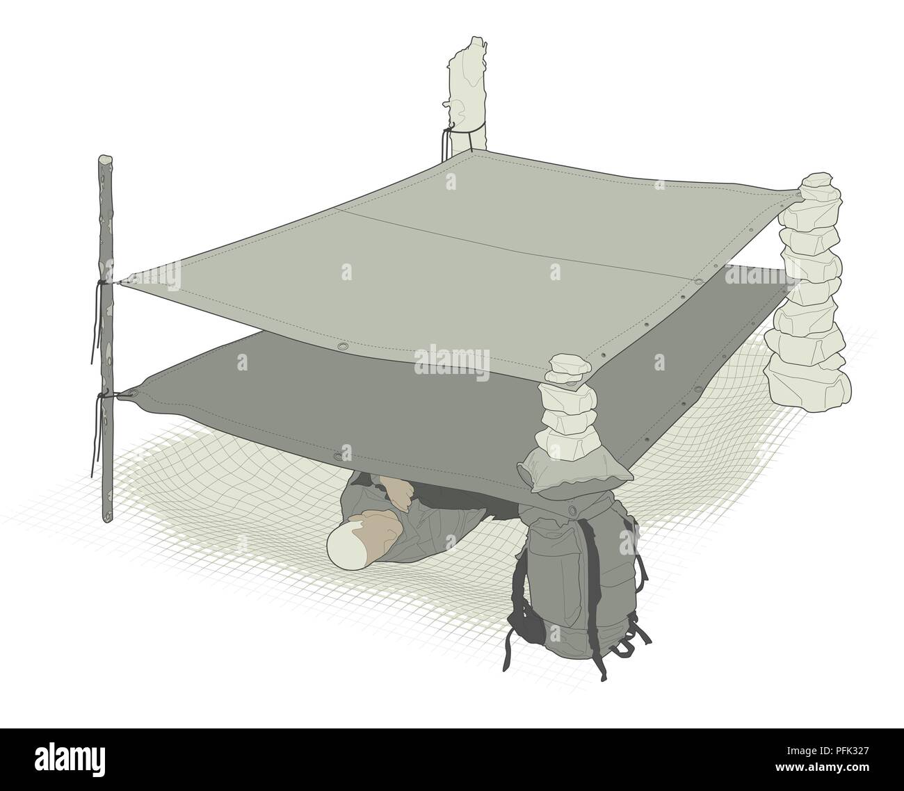 Digital illustration of man lying on ground below para scrape Stock ...