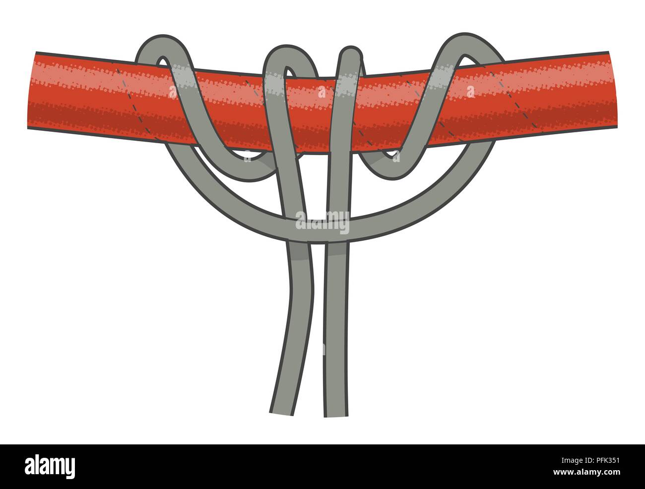 Digital illustration of prusik knot on red paracord Stock Photo - Alamy