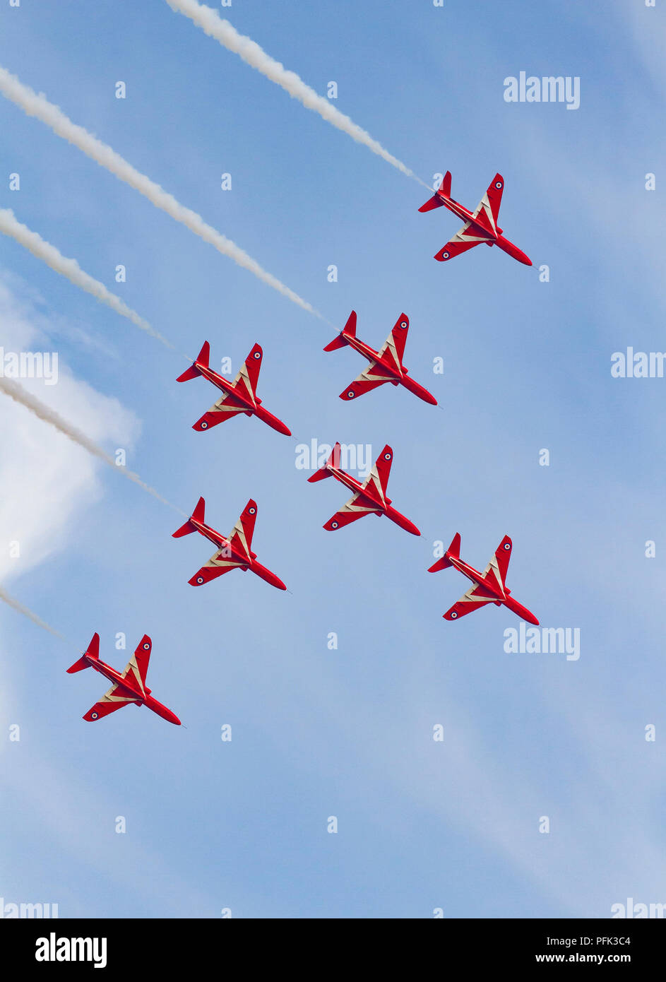 Royal Air Force Red Arrows aerobatic display team performing at ...