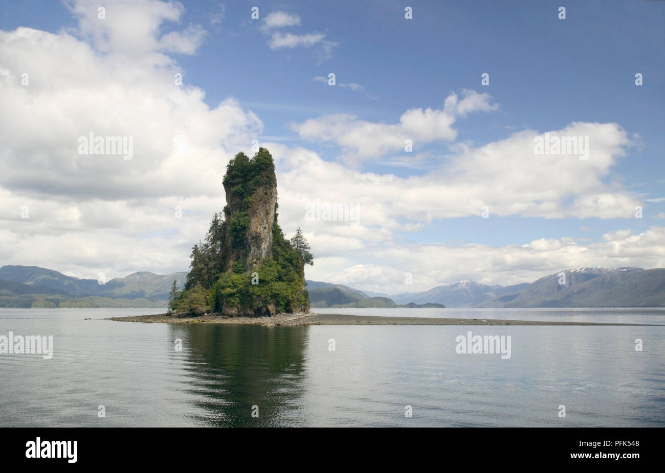 USA, Alaska, Misty Fjord National Monument, New Eddystone Rock rising ...