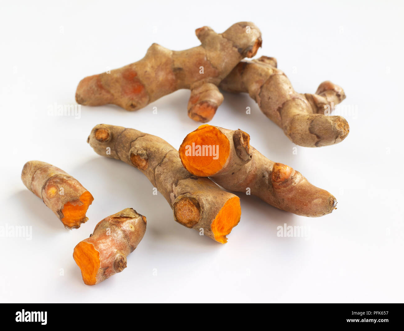 Yellow turmeric, sliced, close-up Stock Photo - Alamy
