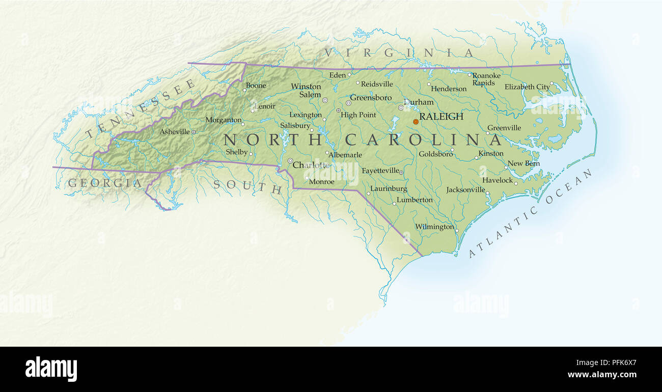 Map of North Carolina, close-up Stock Photo - Alamy