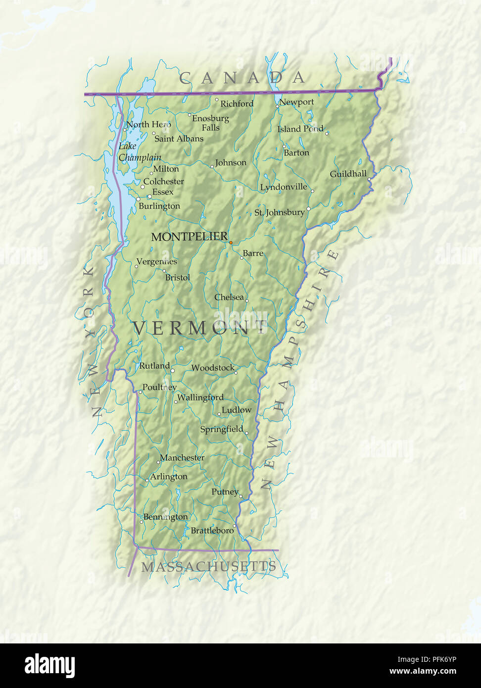 Map of Vermont, close-up Stock Photo - Alamy