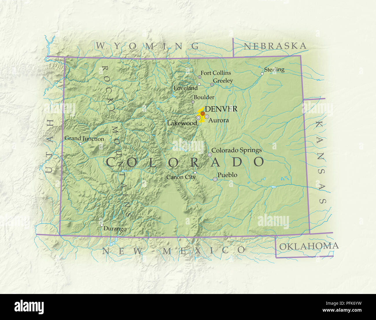 Map of Colorado, close-up Stock Photo - Alamy