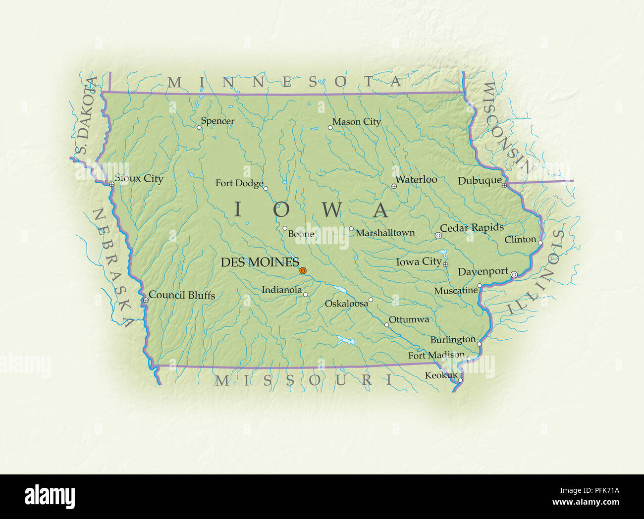 Map of Iowa, close-up Stock Photo - Alamy
