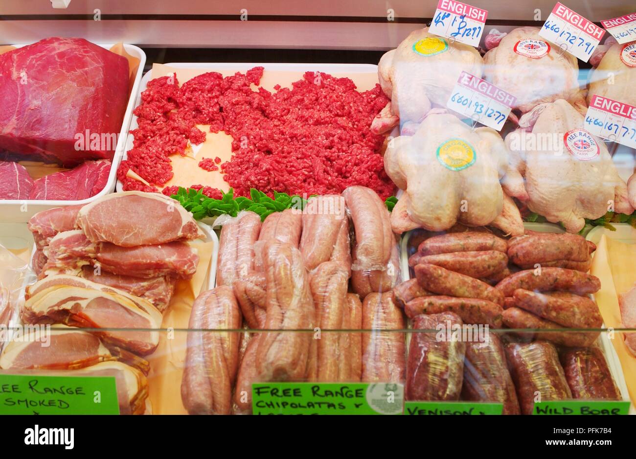 Free range poultry, sausages, minced meat and various other cuts of ...
