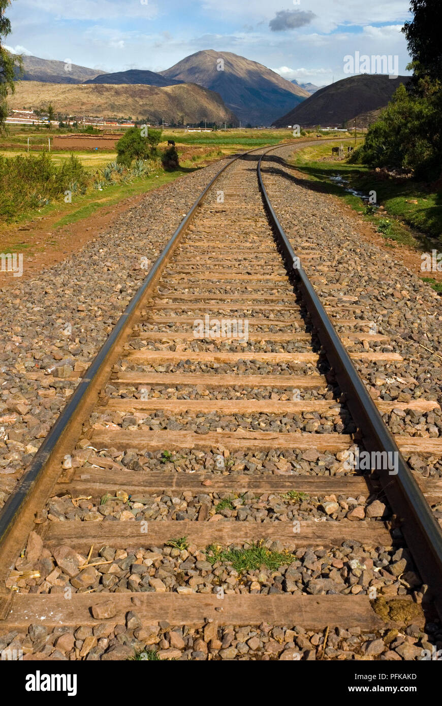 Peru, Tipon, railway track Stock Photo - Alamy