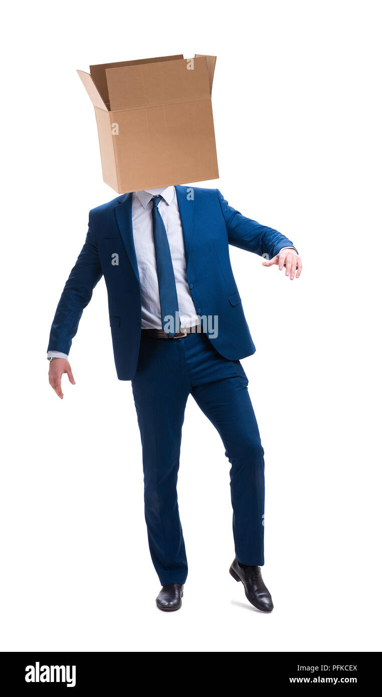 Man cardboard box on head Cut Out Stock Images & Pictures - Alamy