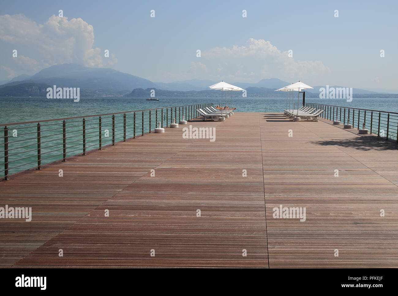 sun deck in sirmione lake garda italy Stock Photo - Alamy
