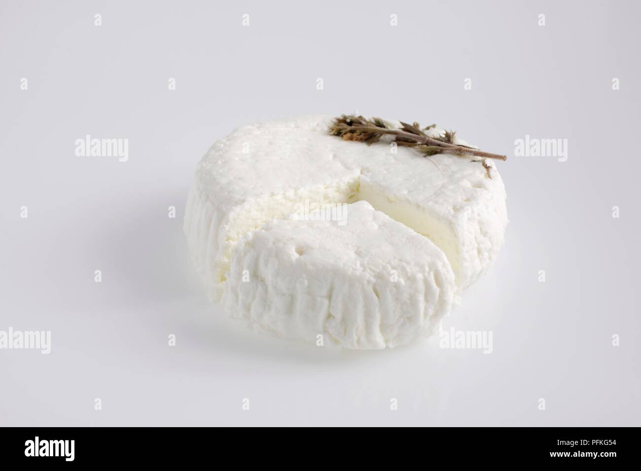 Round and slice of French Banon a la Sarriette goat's cheese Stock ...