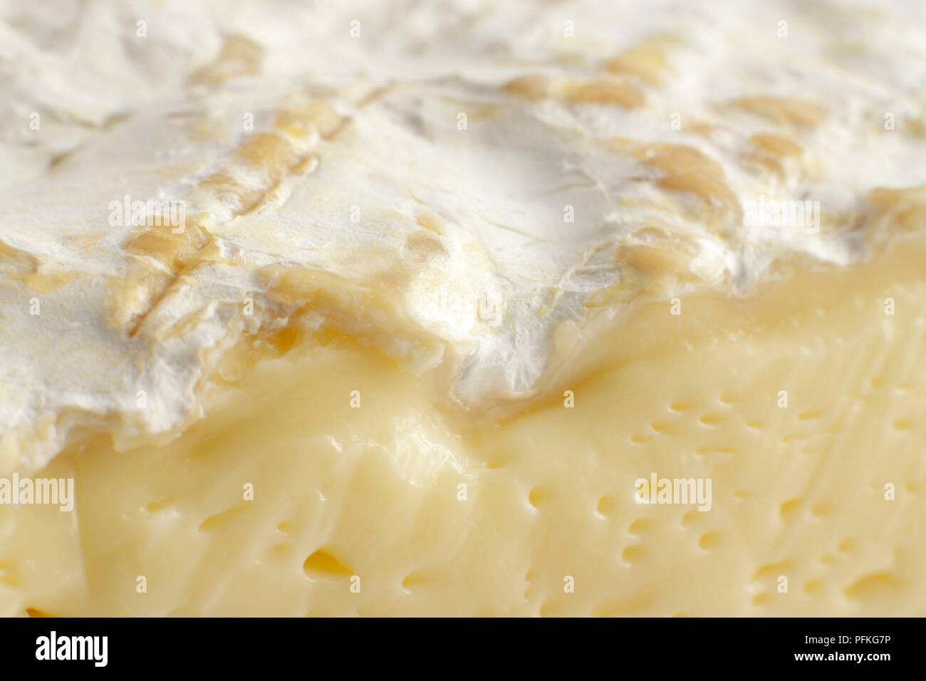 Soft French Brie de Meaux AOC cow's milk cheese, close-up Stock Photo ...