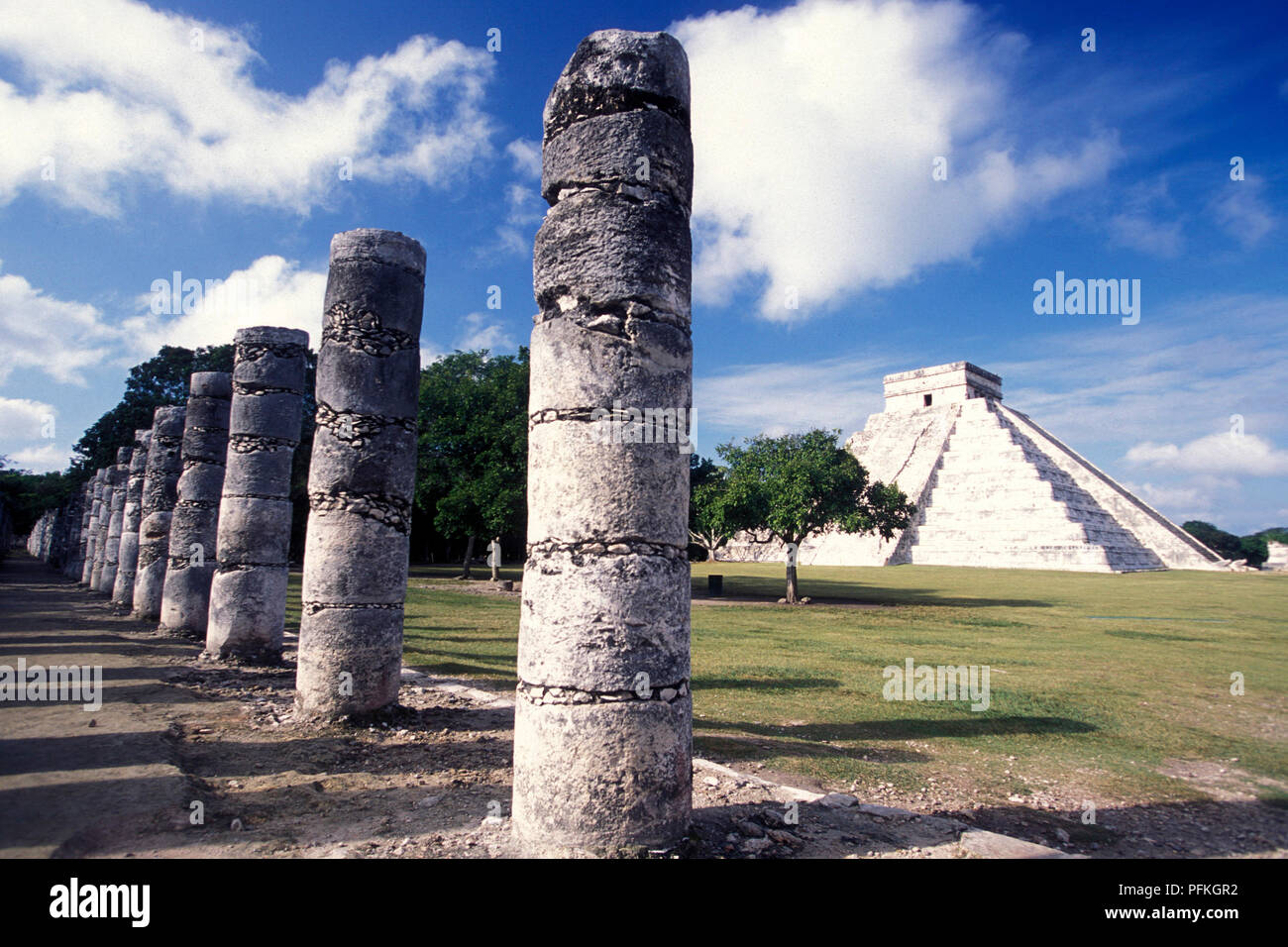 The Maya Ruins with the Kukulkan Pyramide of Chichen Itza in the ...