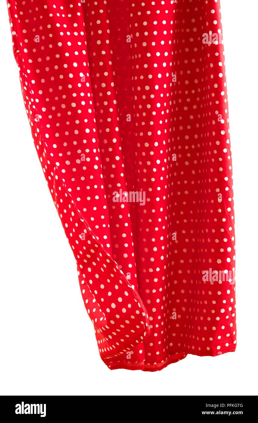 Red curtain with white spots, close-up Stock Photo - Alamy