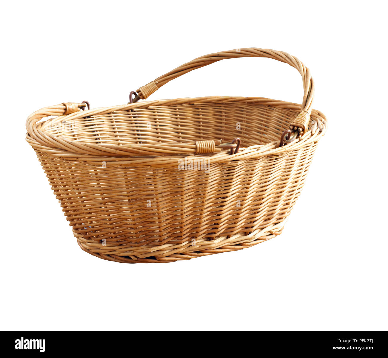 Wicker basket with two handles Stock Photo - Alamy