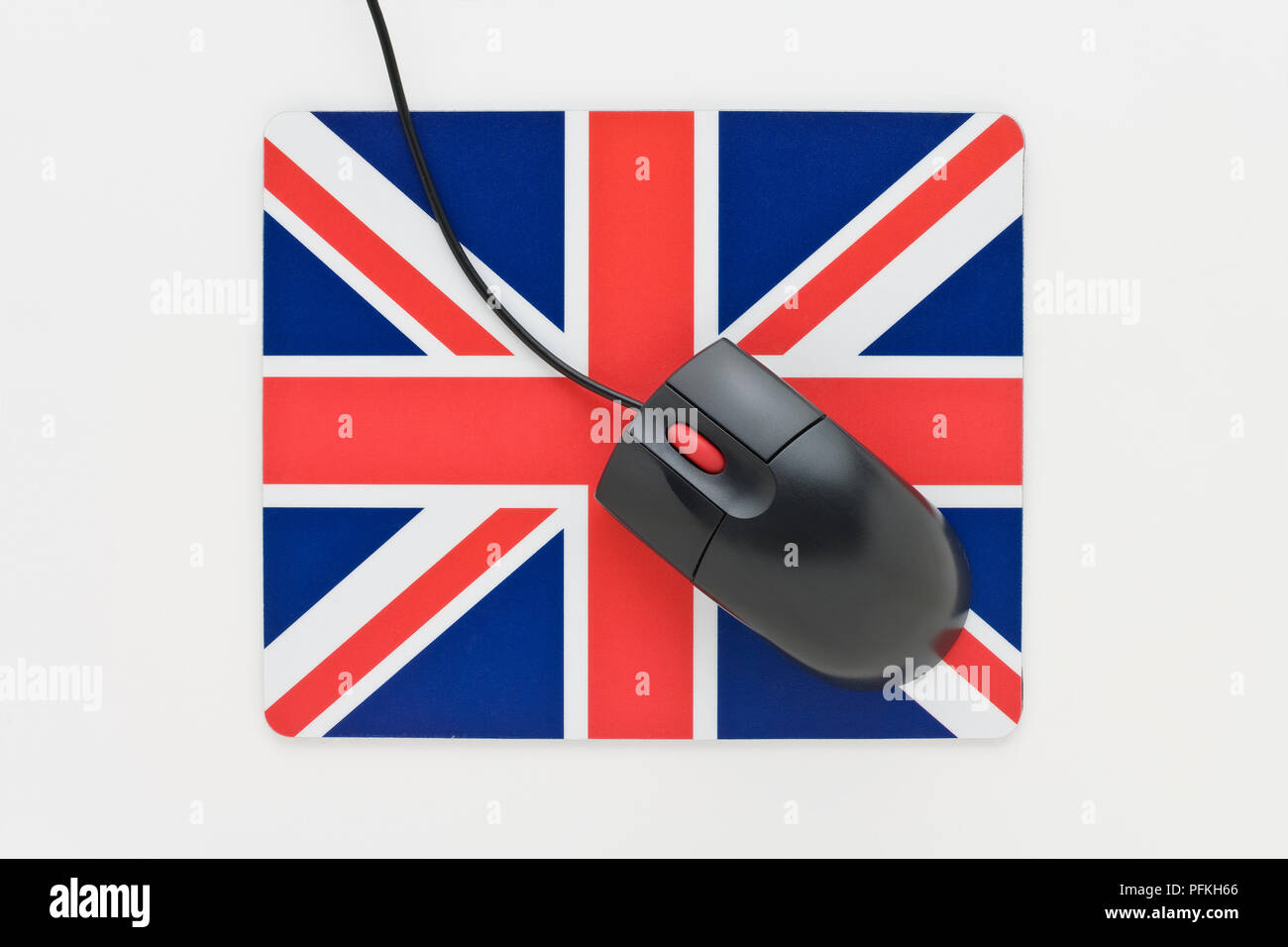 Computer mouse on Union Jack mouse pad Stock Photo - Alamy