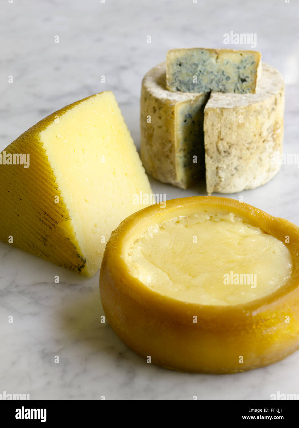 Spanish cheeses, Cabrales, Manchego and Torta del Casar Stock Photo - Alamy